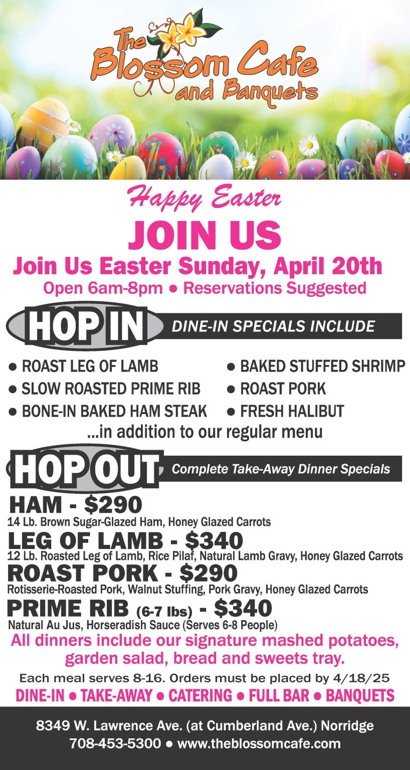 Easter Sunday - Blossom Cafe | Breakfast, Lunch, Dinner | Norridge